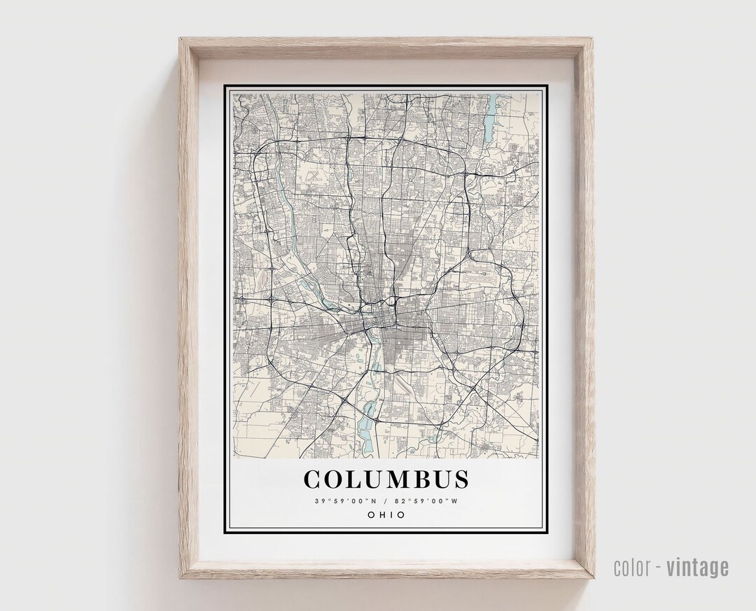 Columbus OH Map Print - Columbus Ohio City Poster - Personalized Modern ...
