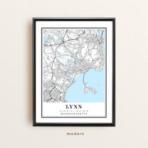 Lynn Massachusetts Map, Lynn MA Map, Lynn City Map, Lynn Print, Lynn ...