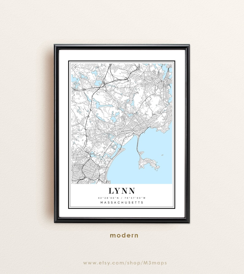 Lynn Massachusetts Map Lynn MA Map Lynn City Map Lynn - Etsy