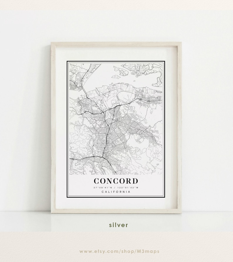 Concord California Map Concord CA Map Concord City Map - Etsy