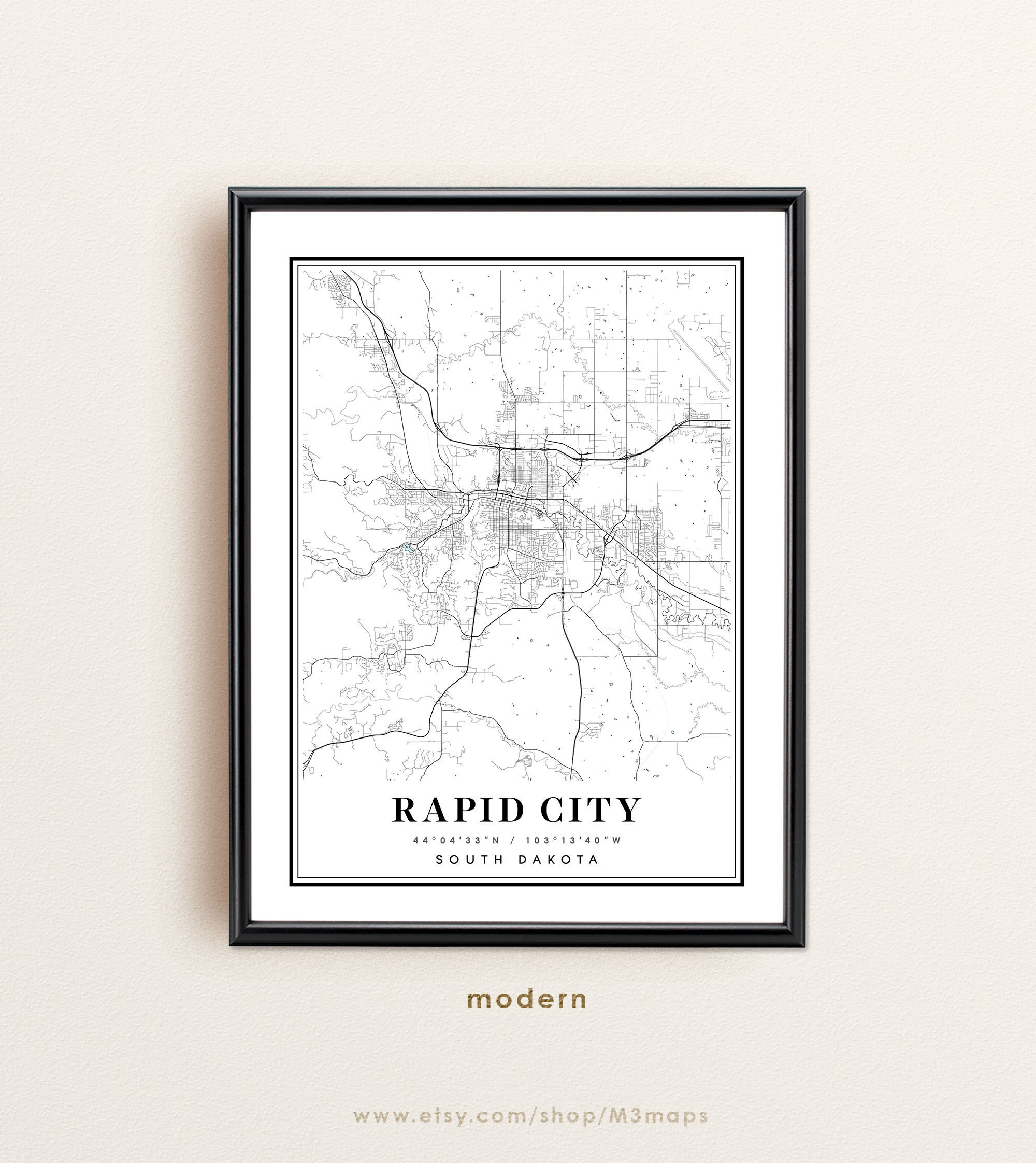 Rapid City South Dakota Map Rapid City SD Map Rapid City - Etsy