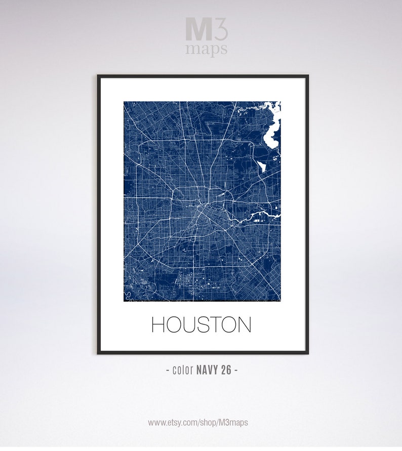 Houston Texas Houston TX Map Houston Map Houston Print - Etsy