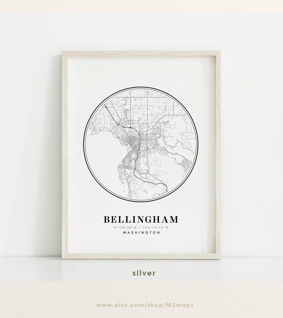 Bellingham map Washington Bellingham WA map Bellingham - Etsy.de