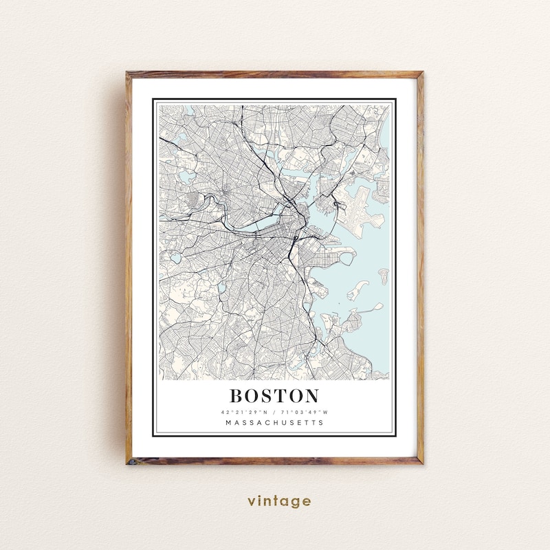 Boston Map Poster - Etsy