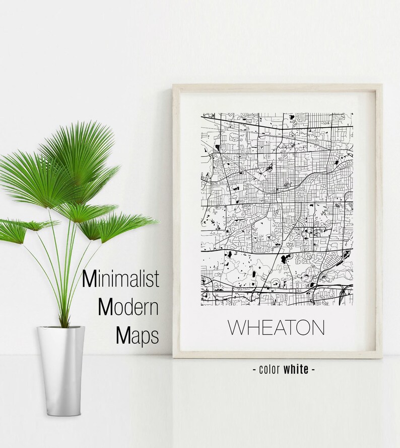 Wheaton Illinois Wheaton IL Map Wheaton Map Wheaton Print | Etsy