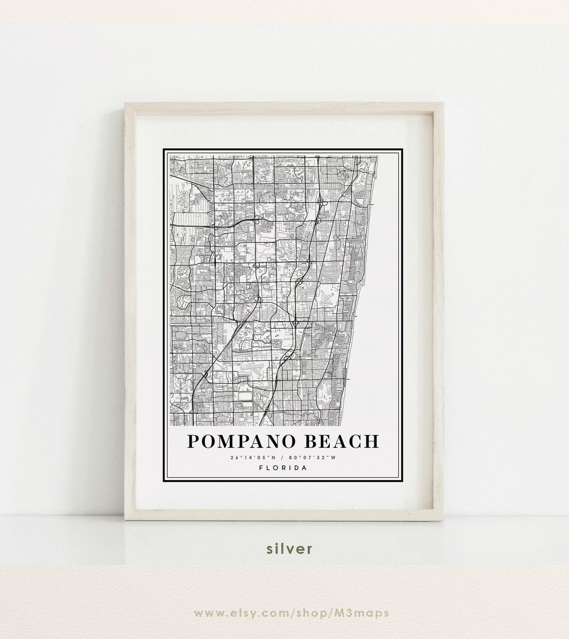 Pompano Beach Florida Map Pompano Beach FL Map Pompano Beach - Etsy