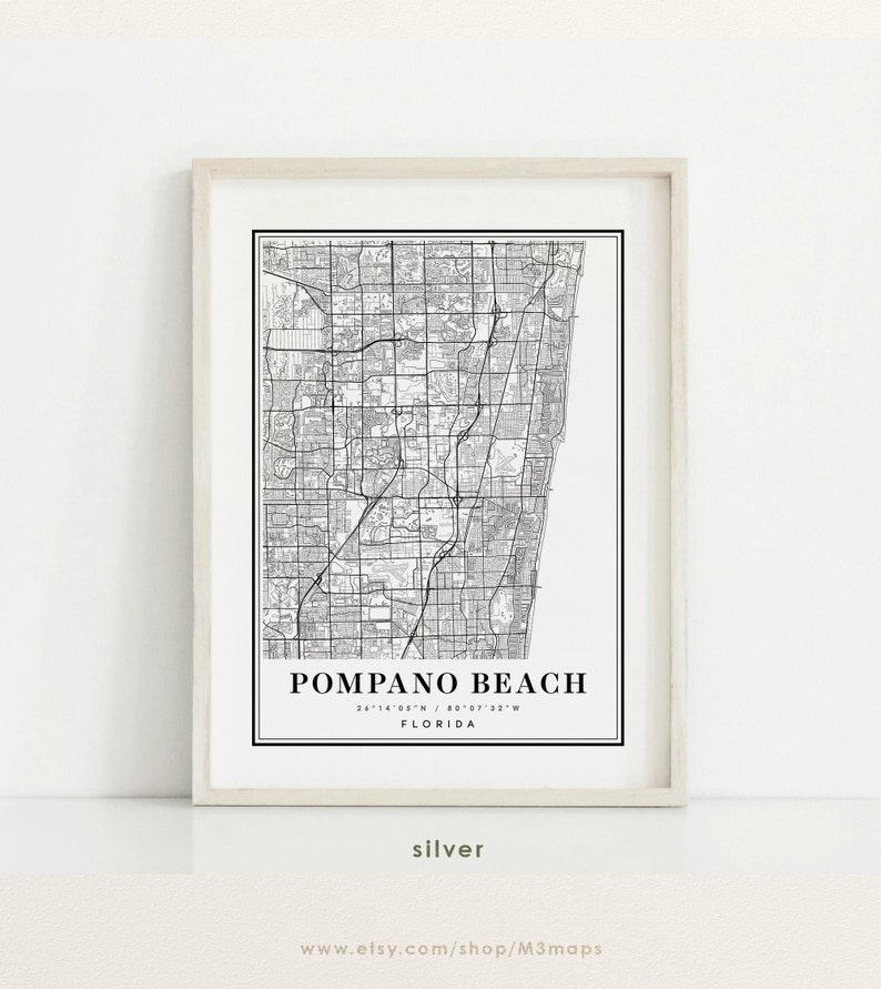 Pompano Beach Florida Map Pompano Beach FL Map Pompano Beach - Etsy