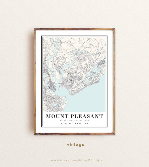 Mount Pleasant South Carolina map Mount Pleasant SC map | Etsy