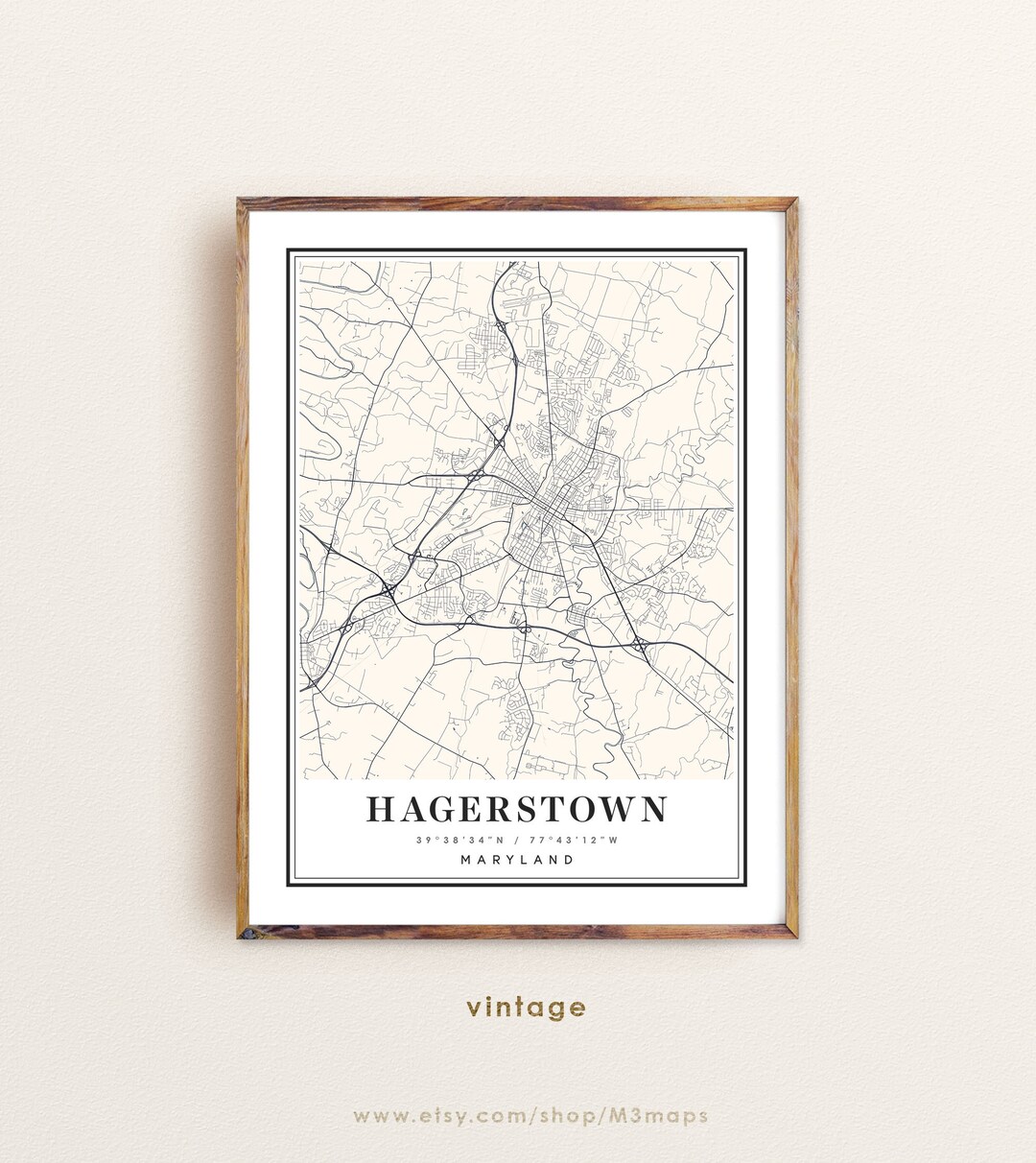 Hagerstown Maryland Map Hagerstown MD Map Hagerstown City - Etsy