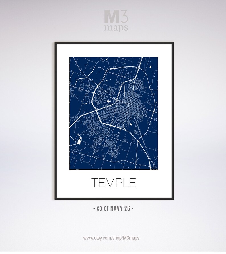 Temple Texas Temple TX Map Temple Map Temple Print Temple - Etsy