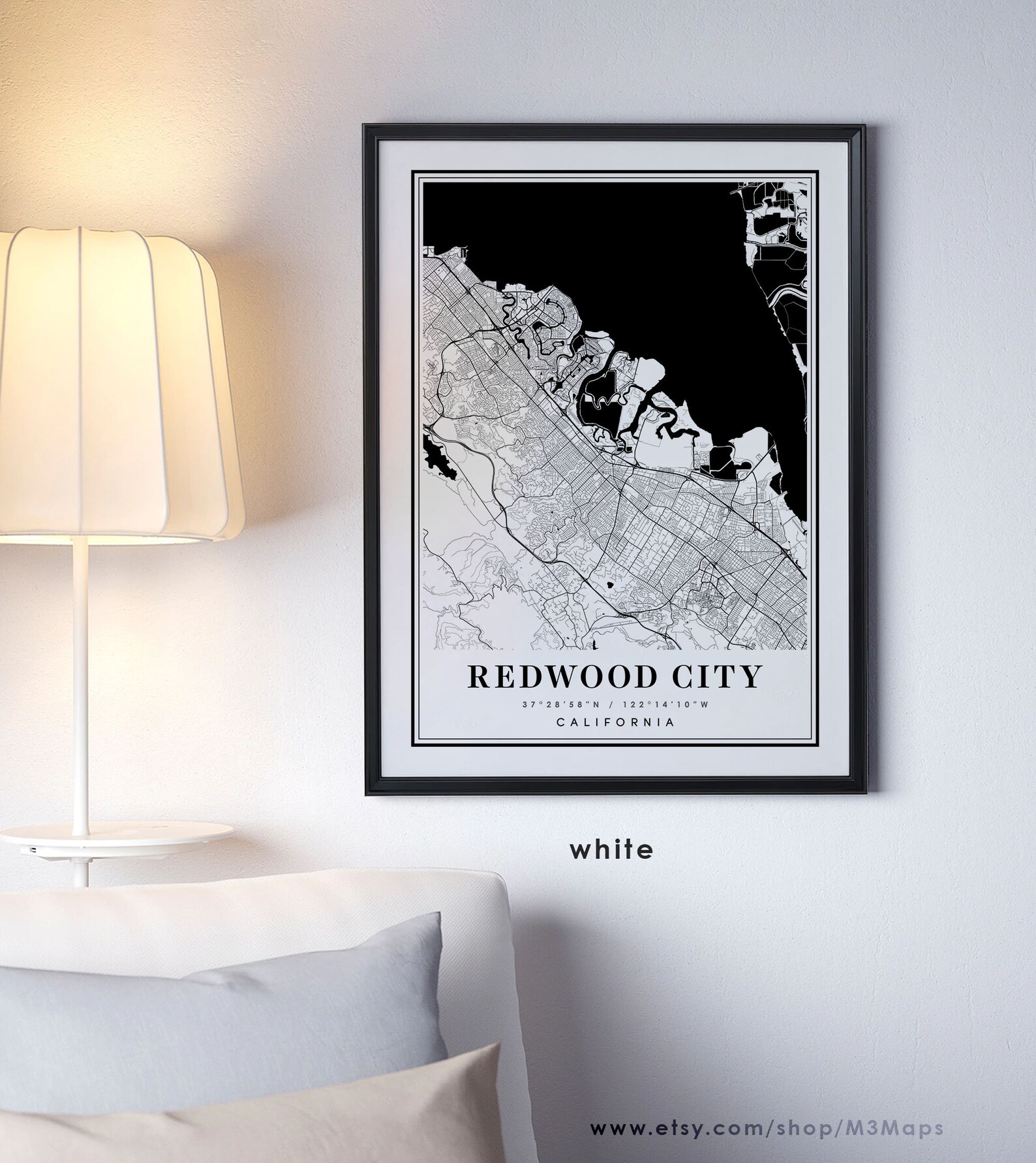 Redwood City California Map Redwood City CA Map Redwood City | Etsy