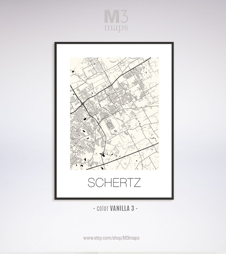 Schertz Texas Schertz TX Map Schertz Map Schertz Print | Etsy