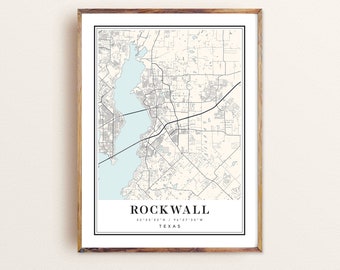 Rockwall Map Print, Rockwall Map Poster Wall Art, Tx City Map, Texas ...