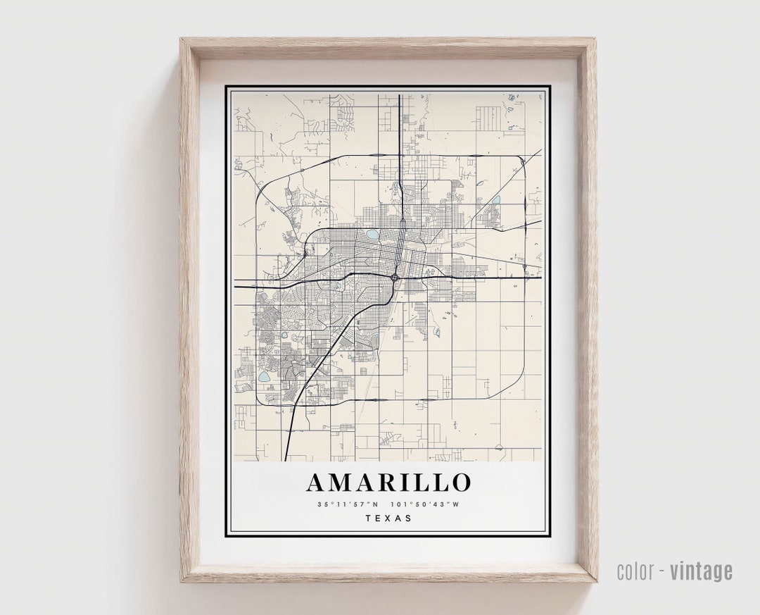 Amarillo TX Map Print Amarillo Texas City Poster Personalized Modern ...