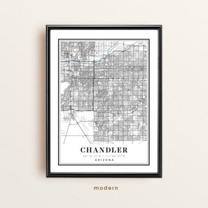 Chandler Arizona map Chandler AZ map Chandler city map | Etsy