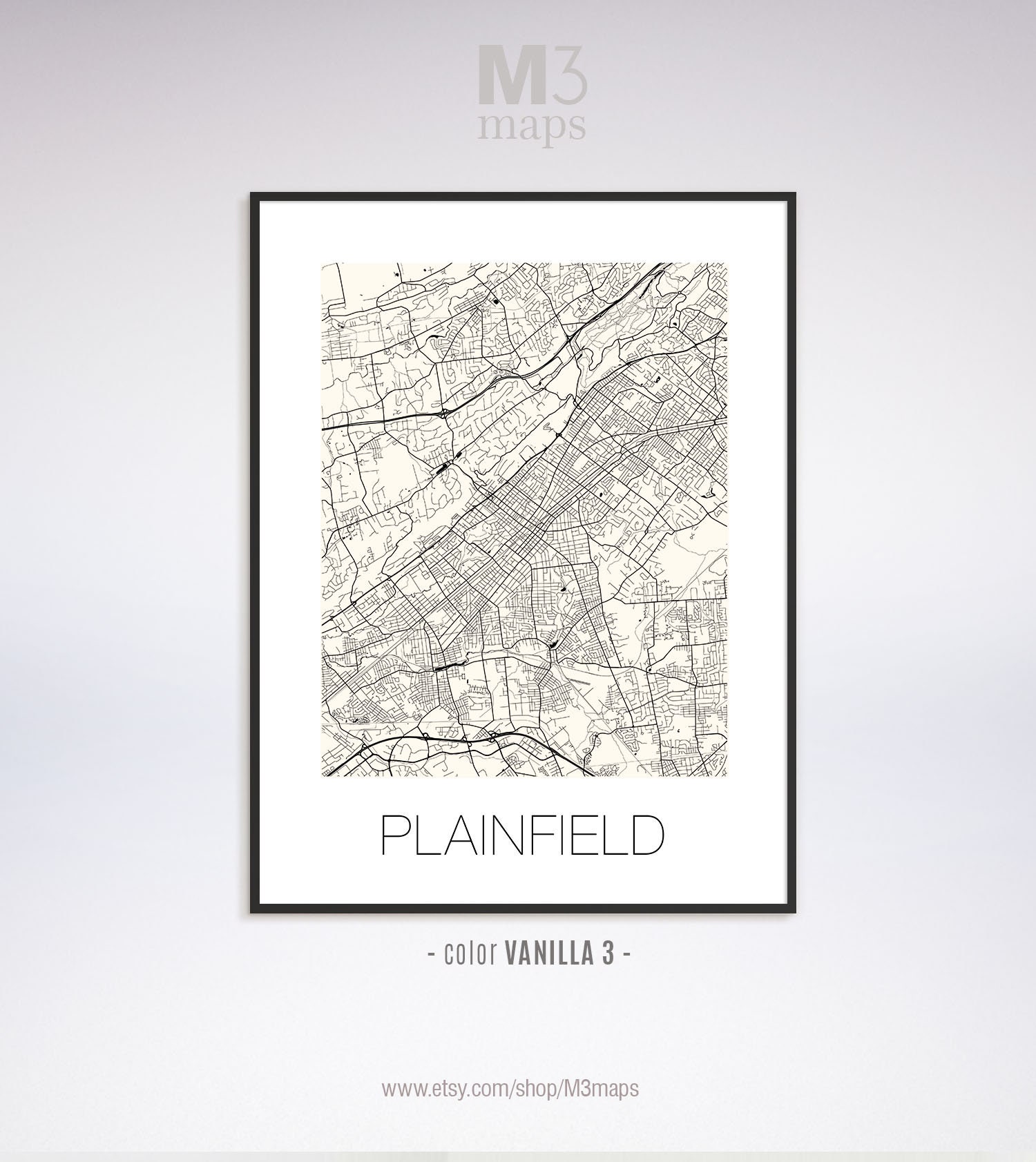 Plainfield New Jersey Plainfield NJ Map Plainfield Map | Etsy