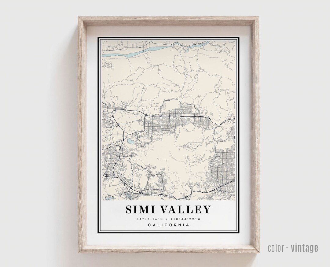 Simi Valley CA Map Print Simi Valley California City Poster ...