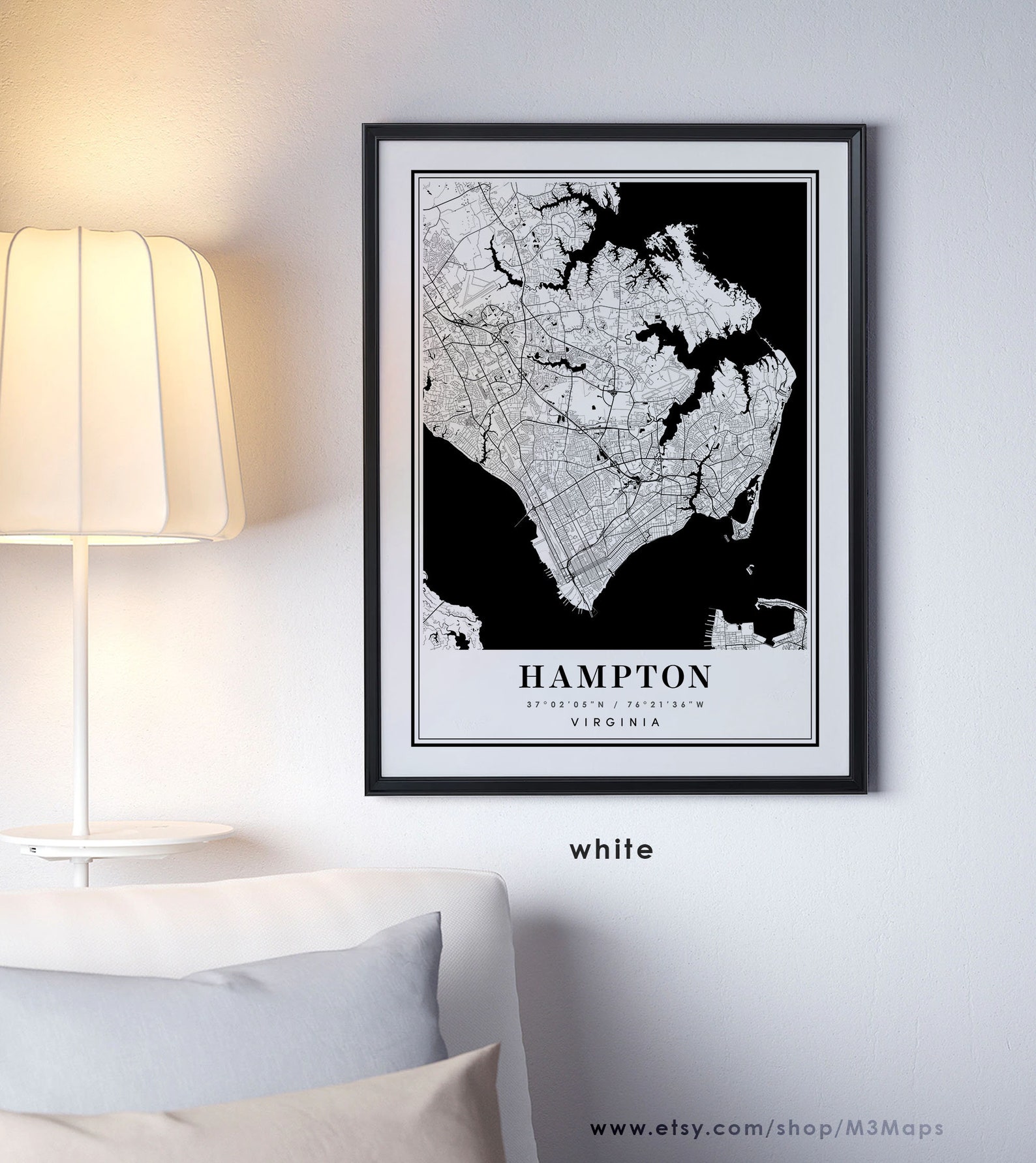 Hampton Virginia Map Hampton VA Map Hampton City Map - Etsy