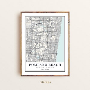 Pompano Beach Florida map Pompano Beach FL map Pompano Beach | Etsy