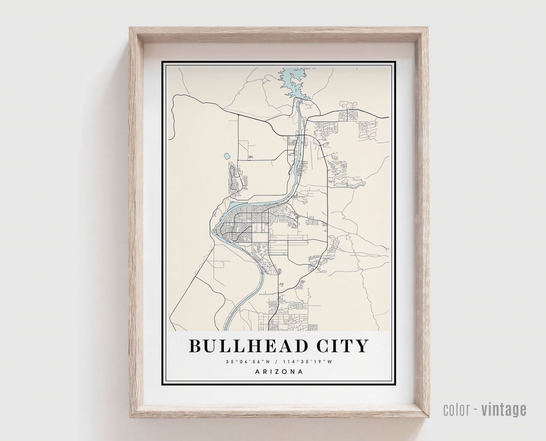 Bullhead City AZ Map Print - Bullhead City Arizona City Poster ...