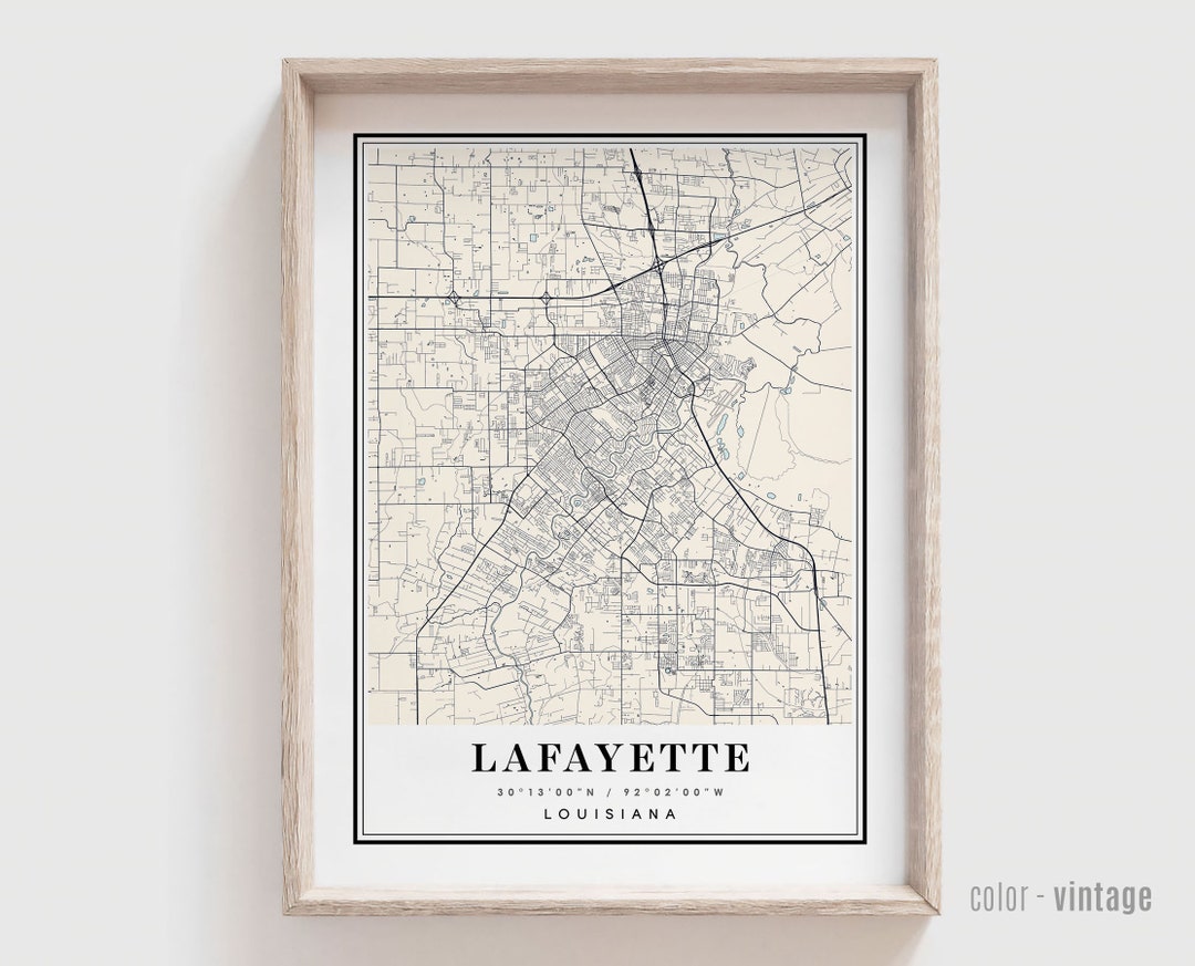 Lafayette LA Map Print - Lafayette Louisiana City Poster - Personalized ...