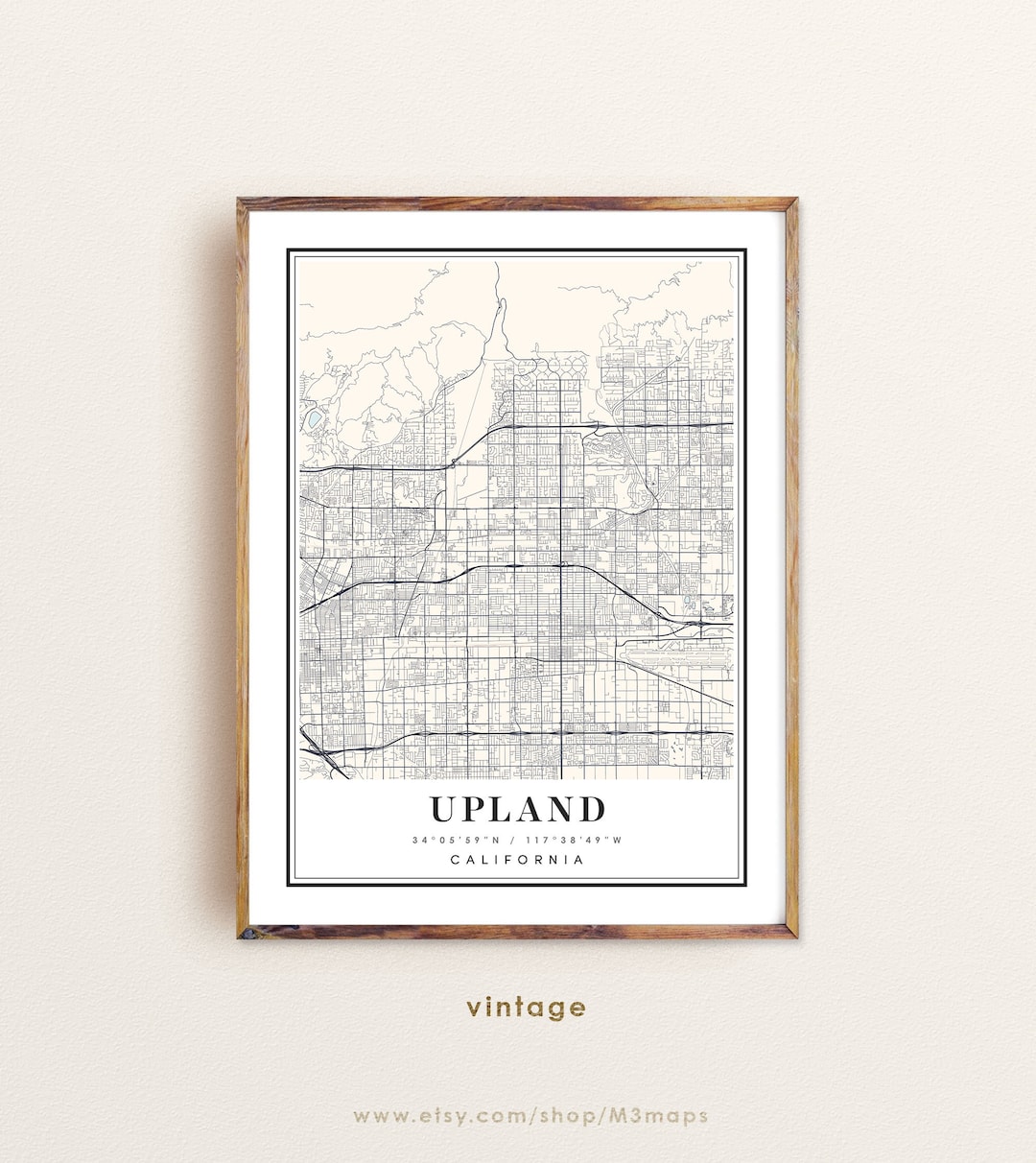 Upland California Map Art Print: Custom City Map - Etsy