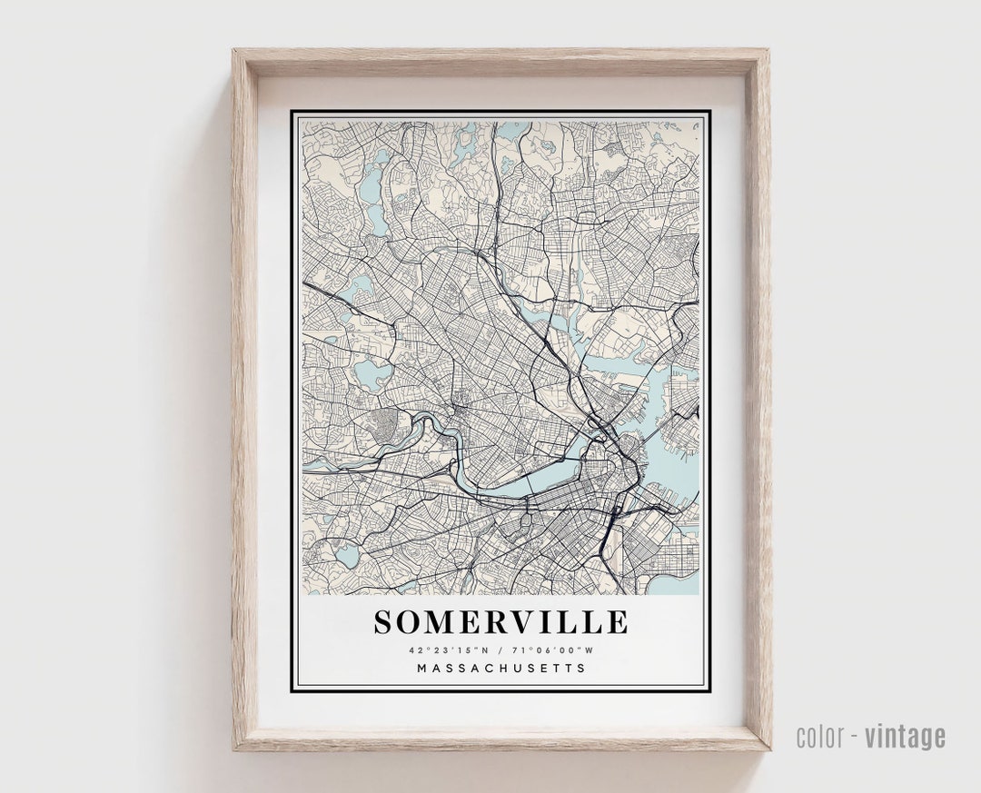 Somerville MA Map Print - Somerville Massachusetts City Poster ...