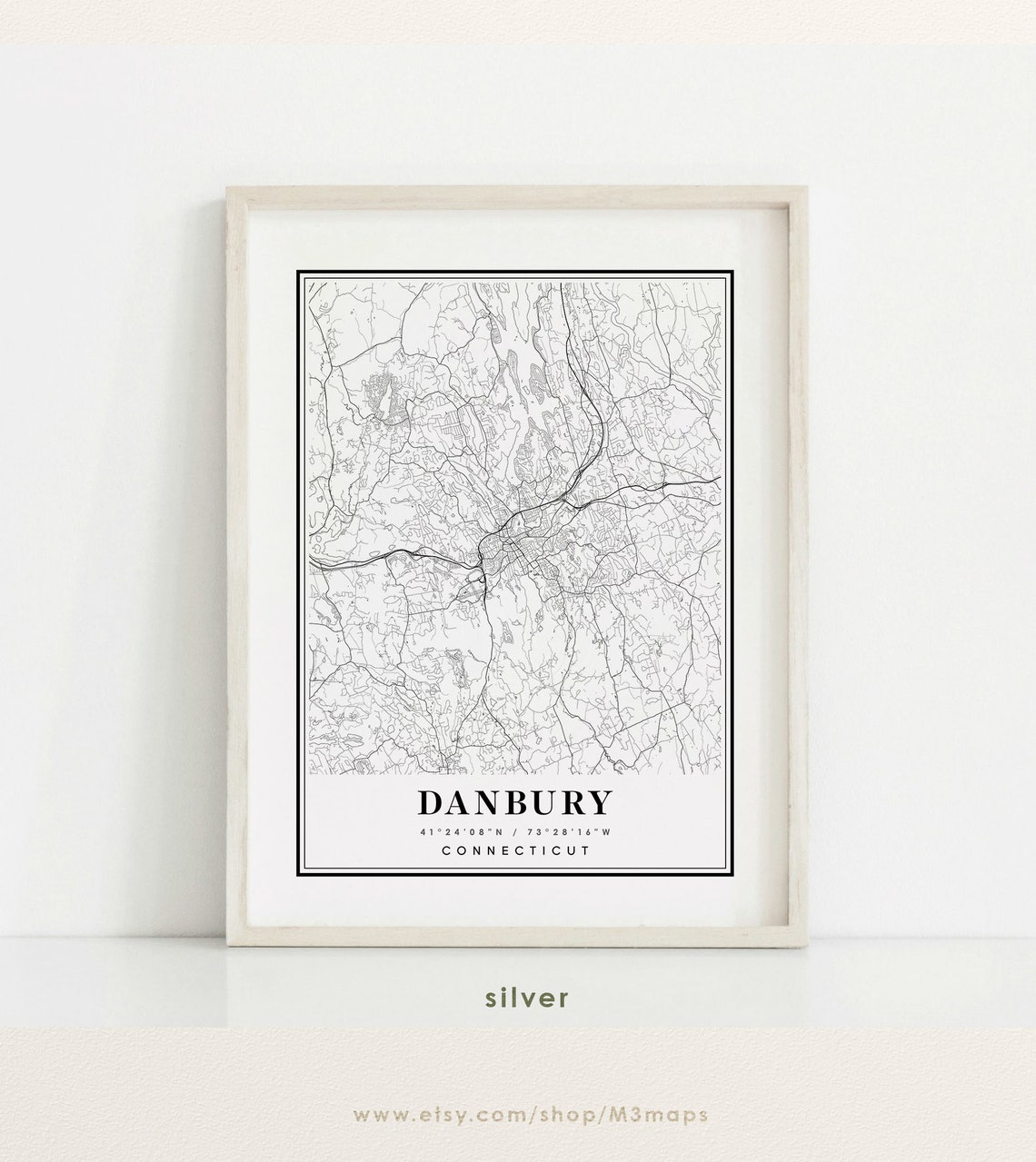 Danbury Connecticut Map Danbury CT Map Danbury City Map - Etsy