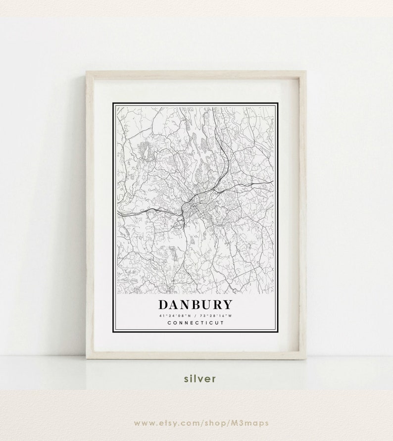 Danbury Connecticut Map Danbury CT Map Danbury City Map - Etsy