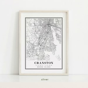 Cranston Rhode Island Map Cranston RI Map Cranston City Map - Etsy