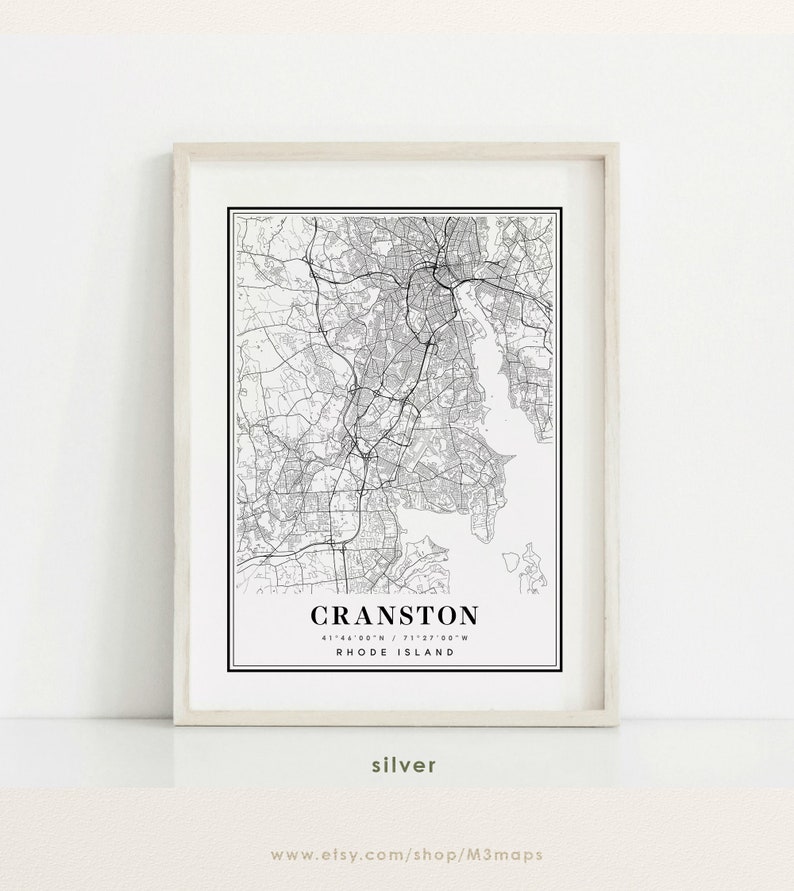 Cranston Rhode Island Map Cranston RI Map Cranston City Map - Etsy