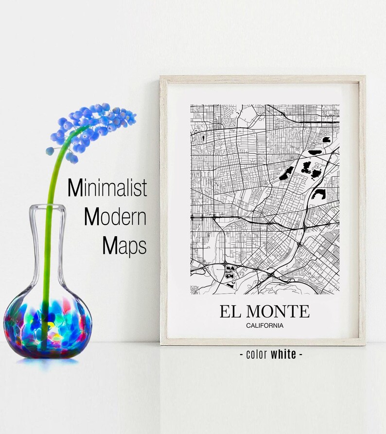 El Monte El Monte CA Map El Monte Modern Art Print El Monte - Etsy