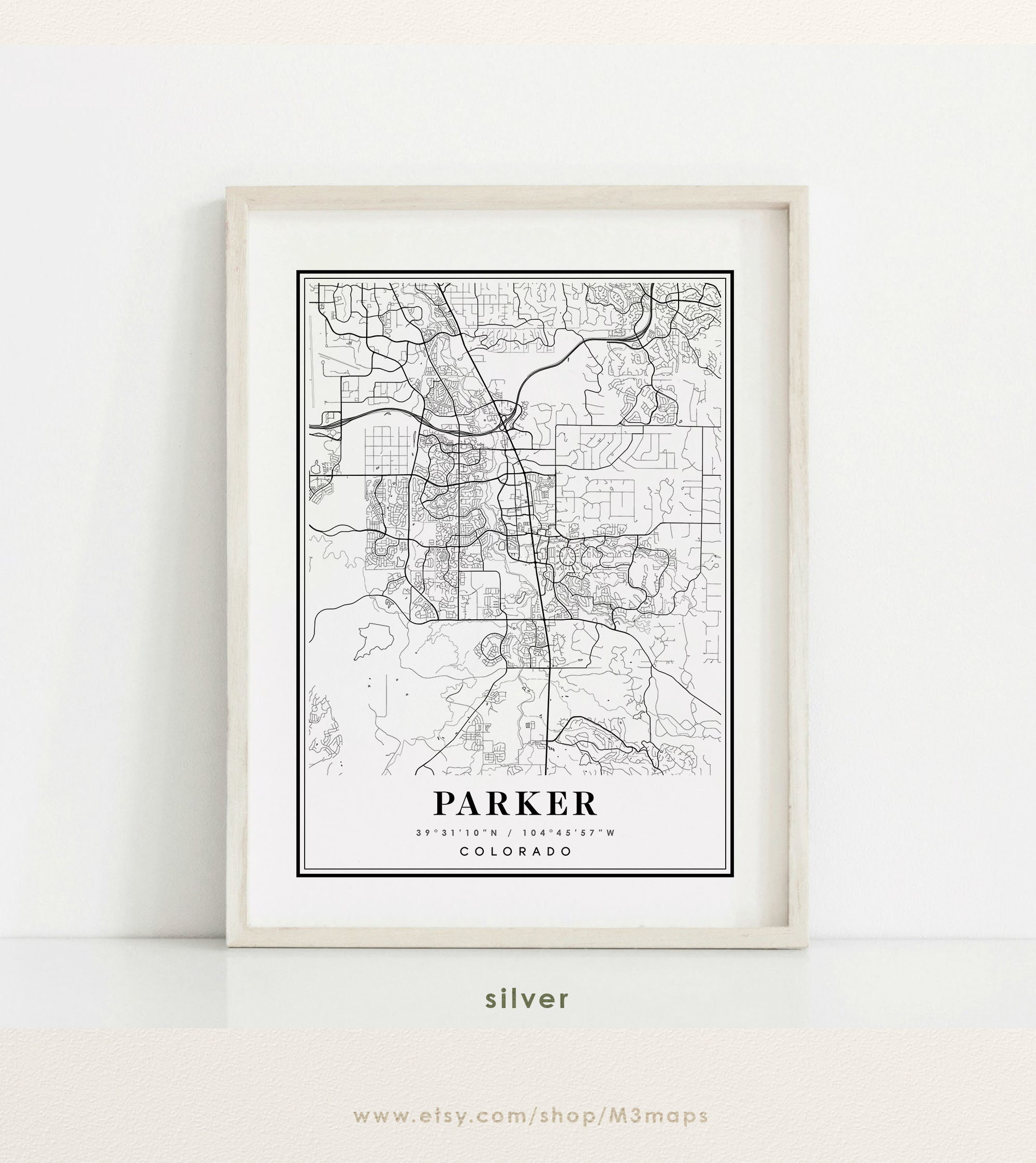 Parker Colorado Map Parker CO Map Parker City Map Parker - Etsy