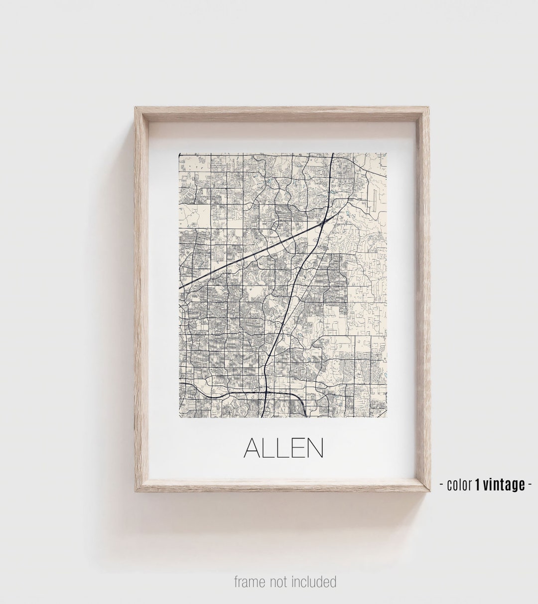 ALLEN TX City Map Poster, Allen Texas Street Map Print Personalized ...