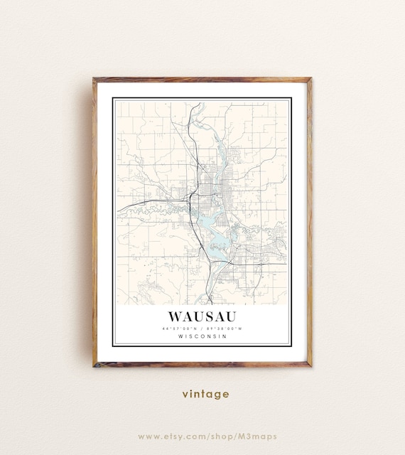 Wausau Wisconsin Map Wausau WI Map Wausau City Map Wausau | Etsy UK