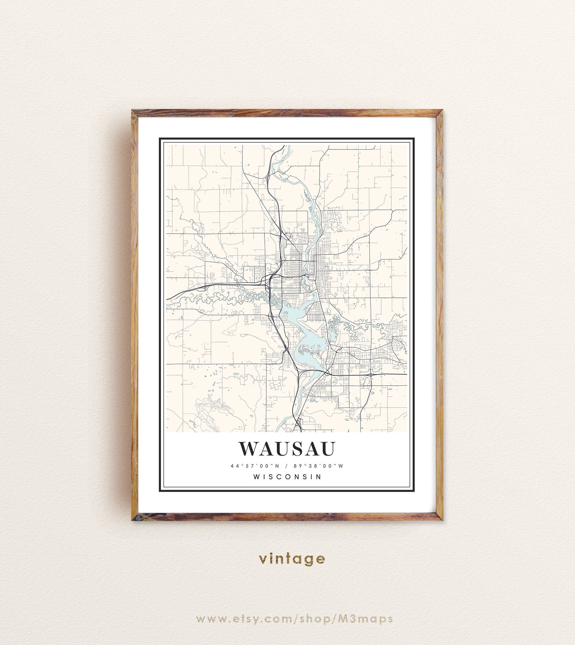 Wausau Wisconsin Map Wausau WI Map Wausau City Map Wausau - Etsy UK