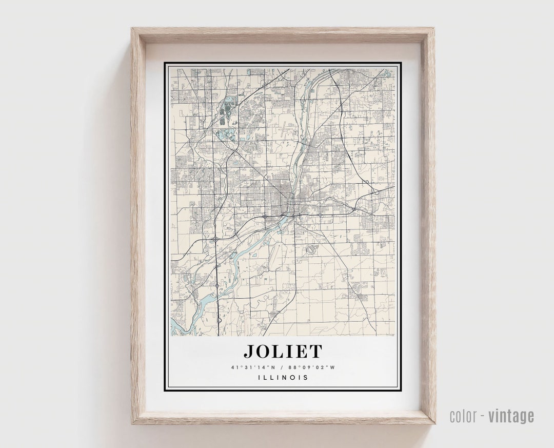 Joliet IL Map Print Joliet Illinois City Poster Personalized Modern and ...