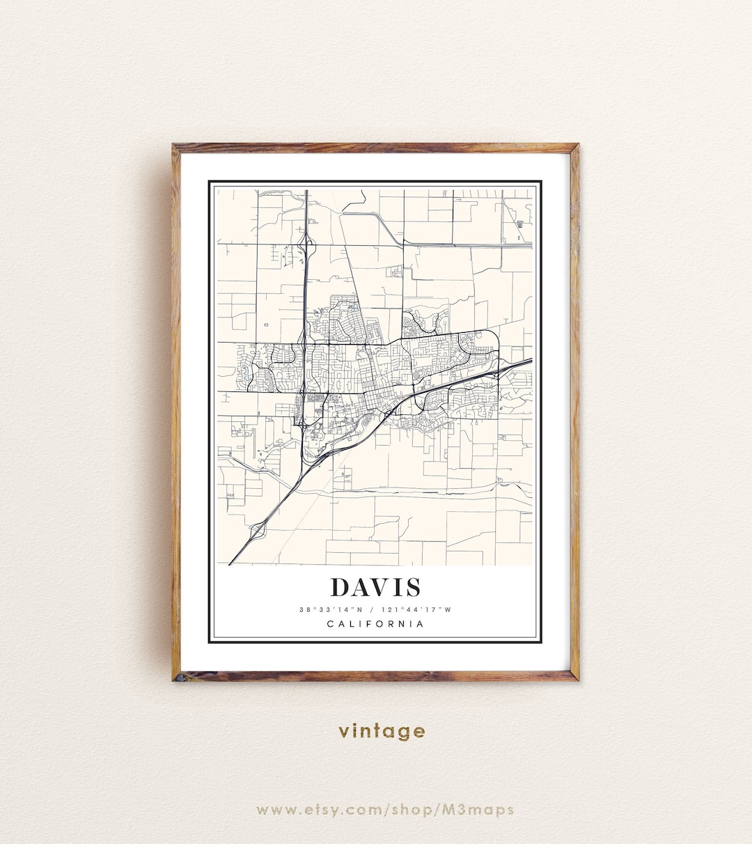 Davis California Map Davis CA Map Davis City Map Davis - Etsy