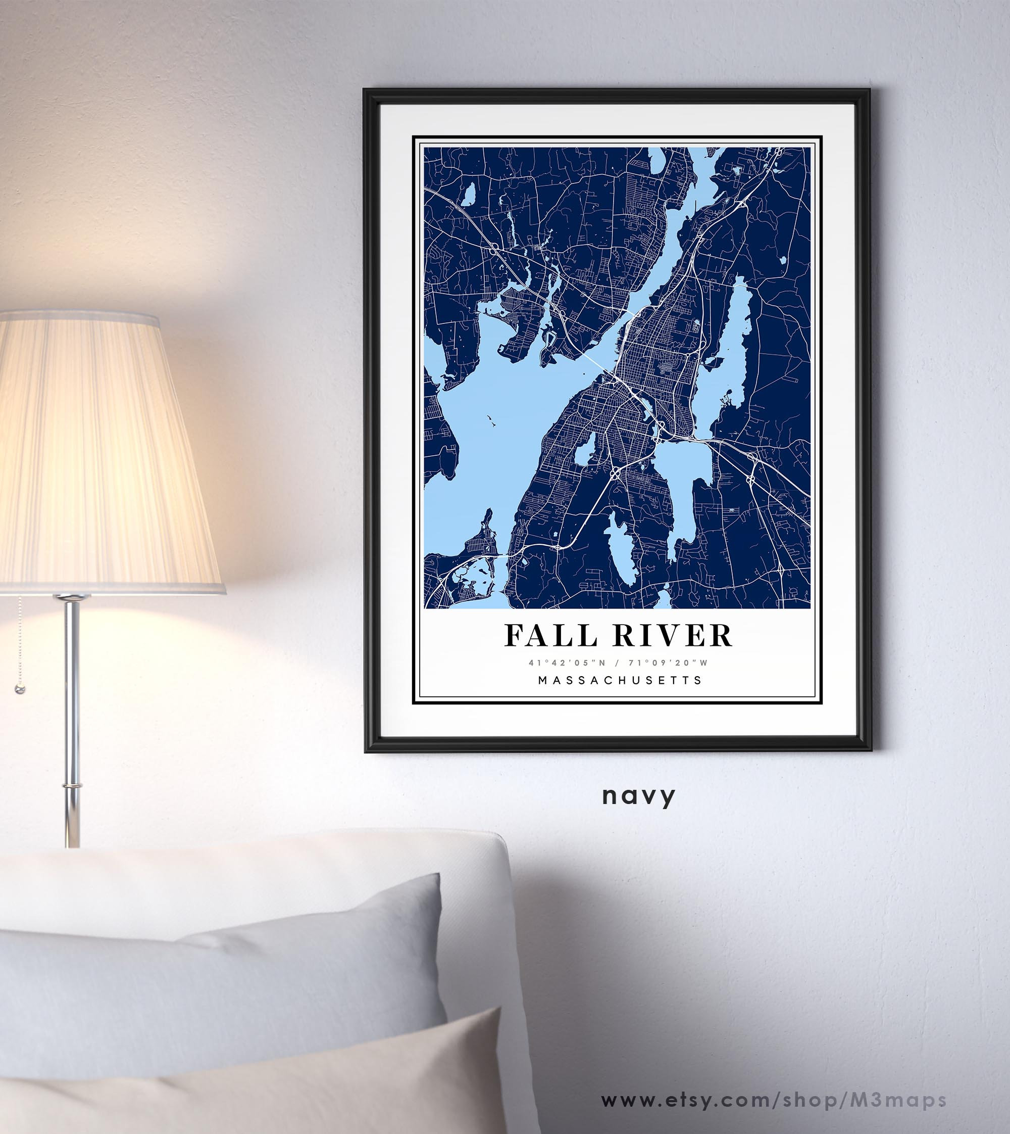 Fall River Massachusetts map Fall River MA map Fall River | Etsy