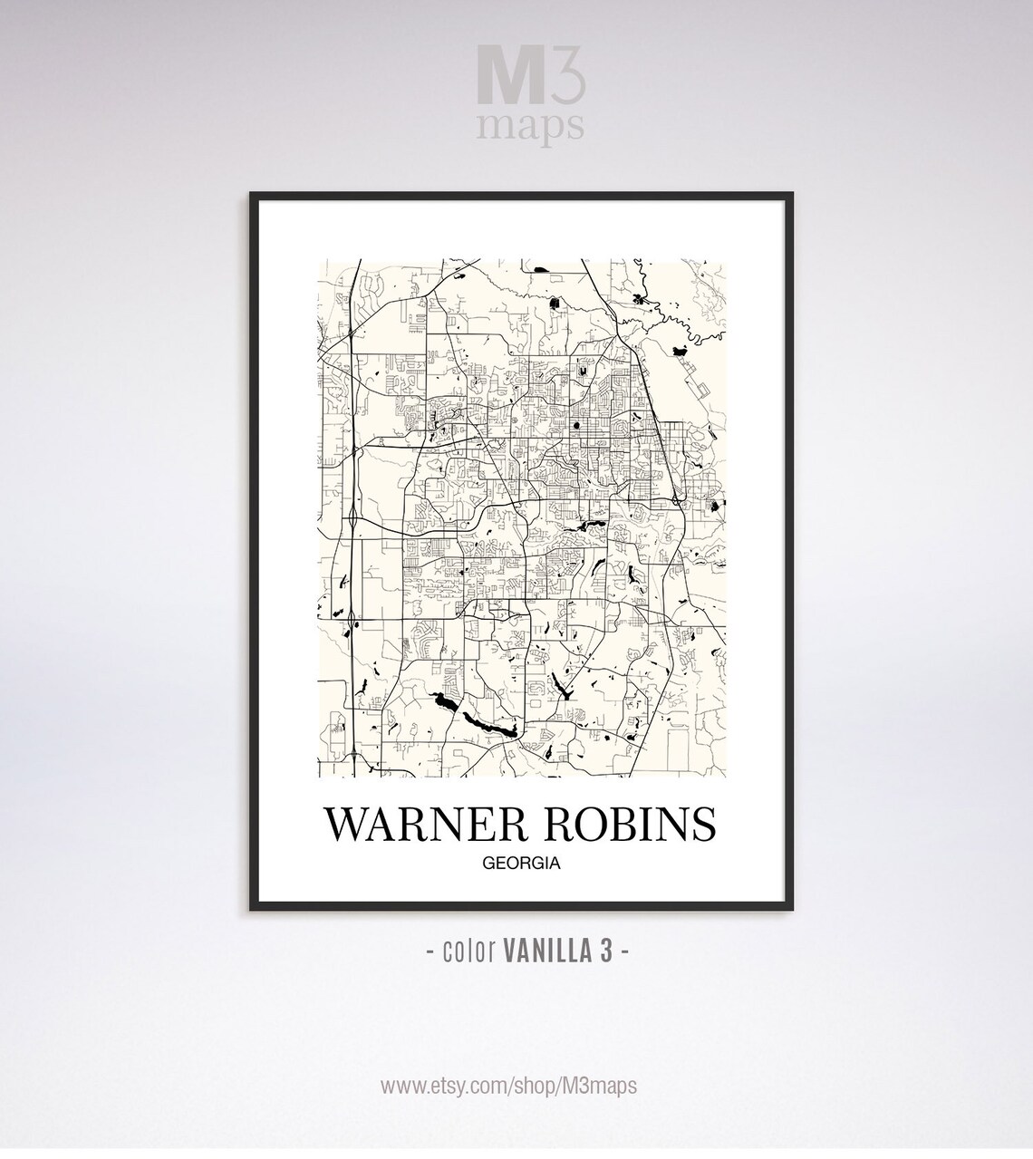 Warner Robins Warner Robins GA Map Warner Robins Modern Art | Etsy