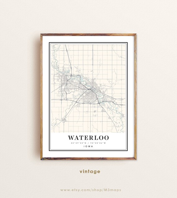 Waterloo Iowa Map Waterloo IA Map Waterloo City Map - Etsy