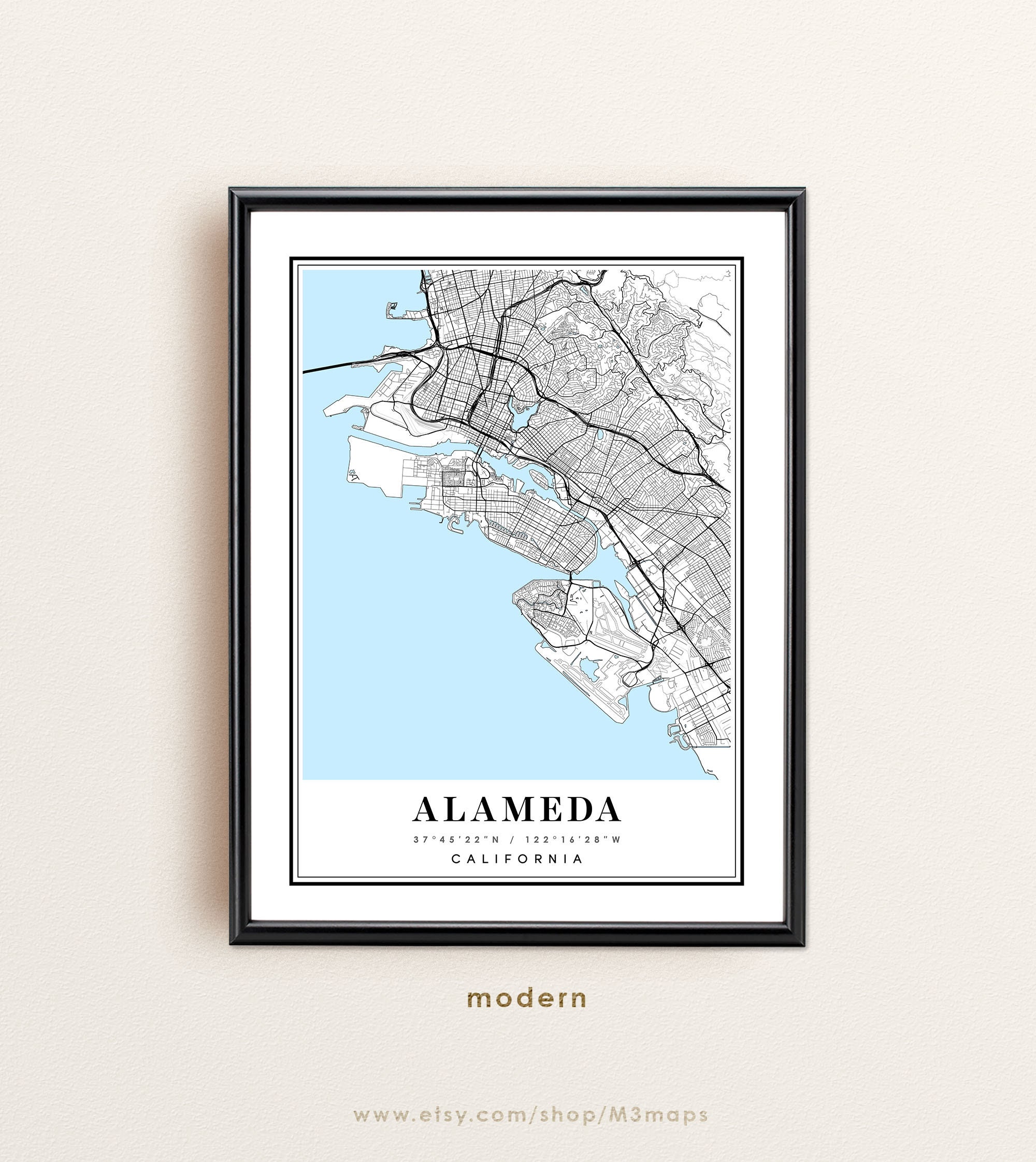 Alameda CA Map Alameda California Alameda Map Print Alameda City Map ...