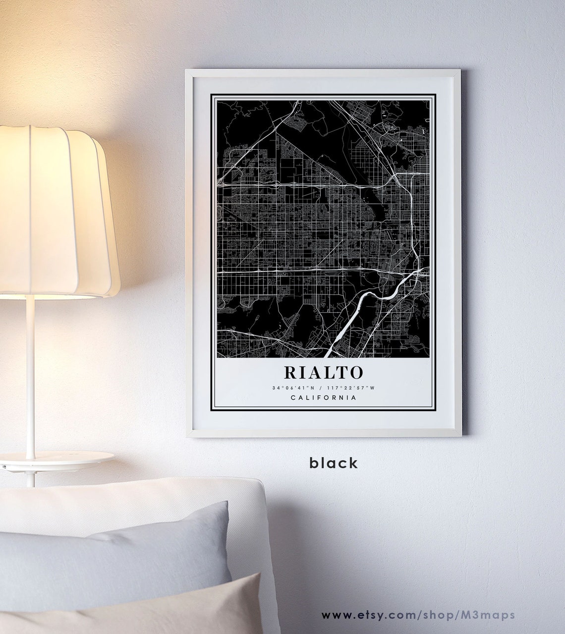 Rialto California Map Rialto CA Map Rialto City Map Rialto | Etsy