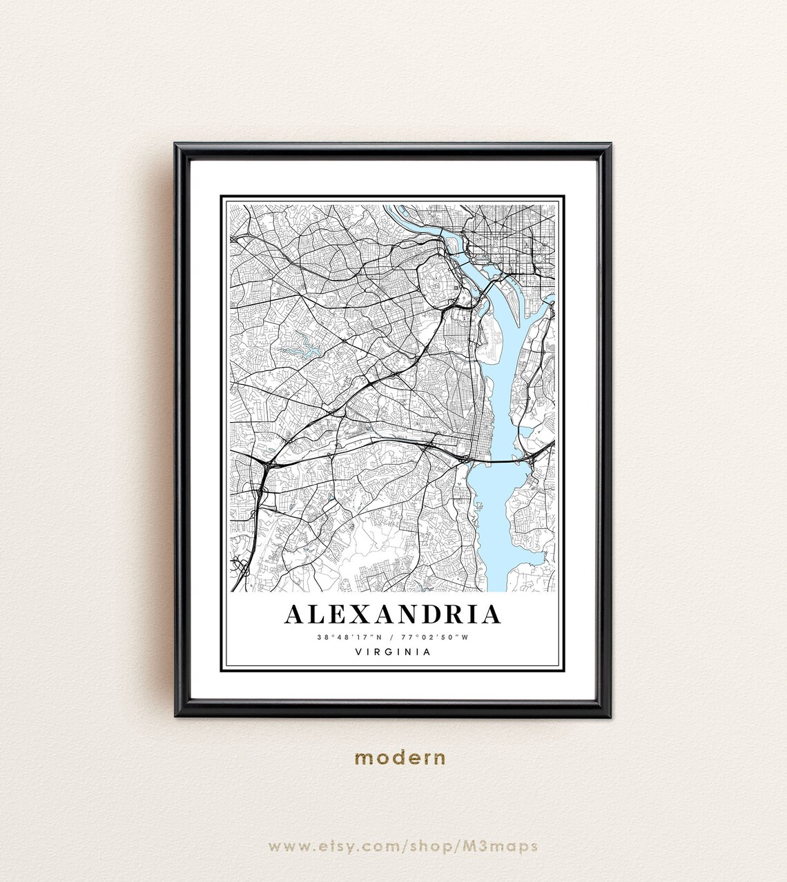 Alexandria Virginia Map Alexandria VA Map Alexandria City - Etsy