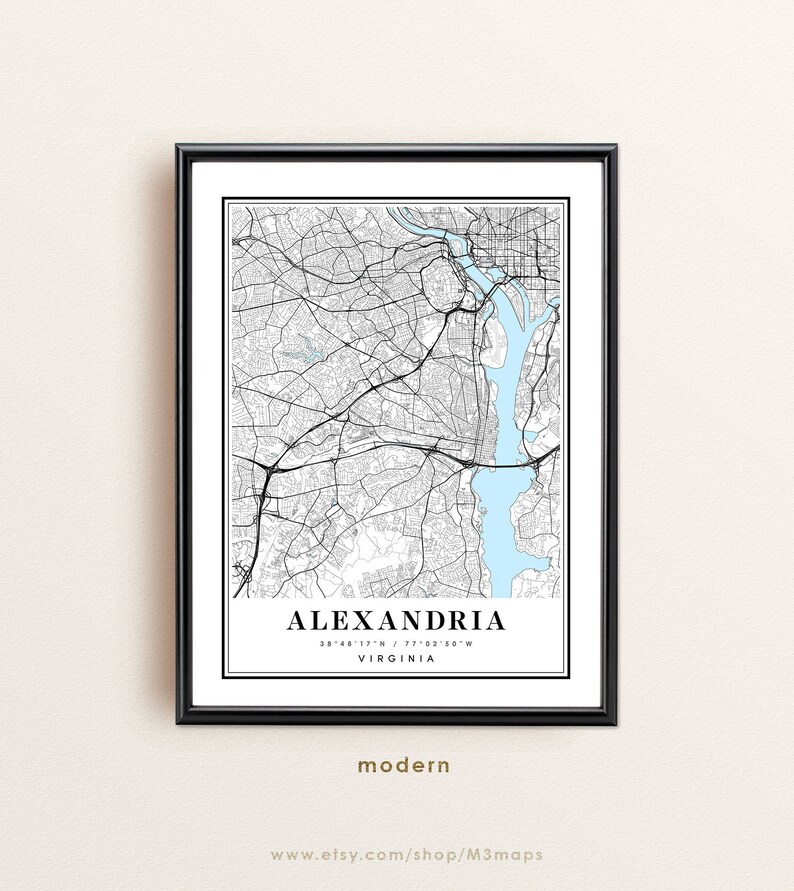 Alexandria Virginia Map Alexandria VA Map Alexandria City - Etsy