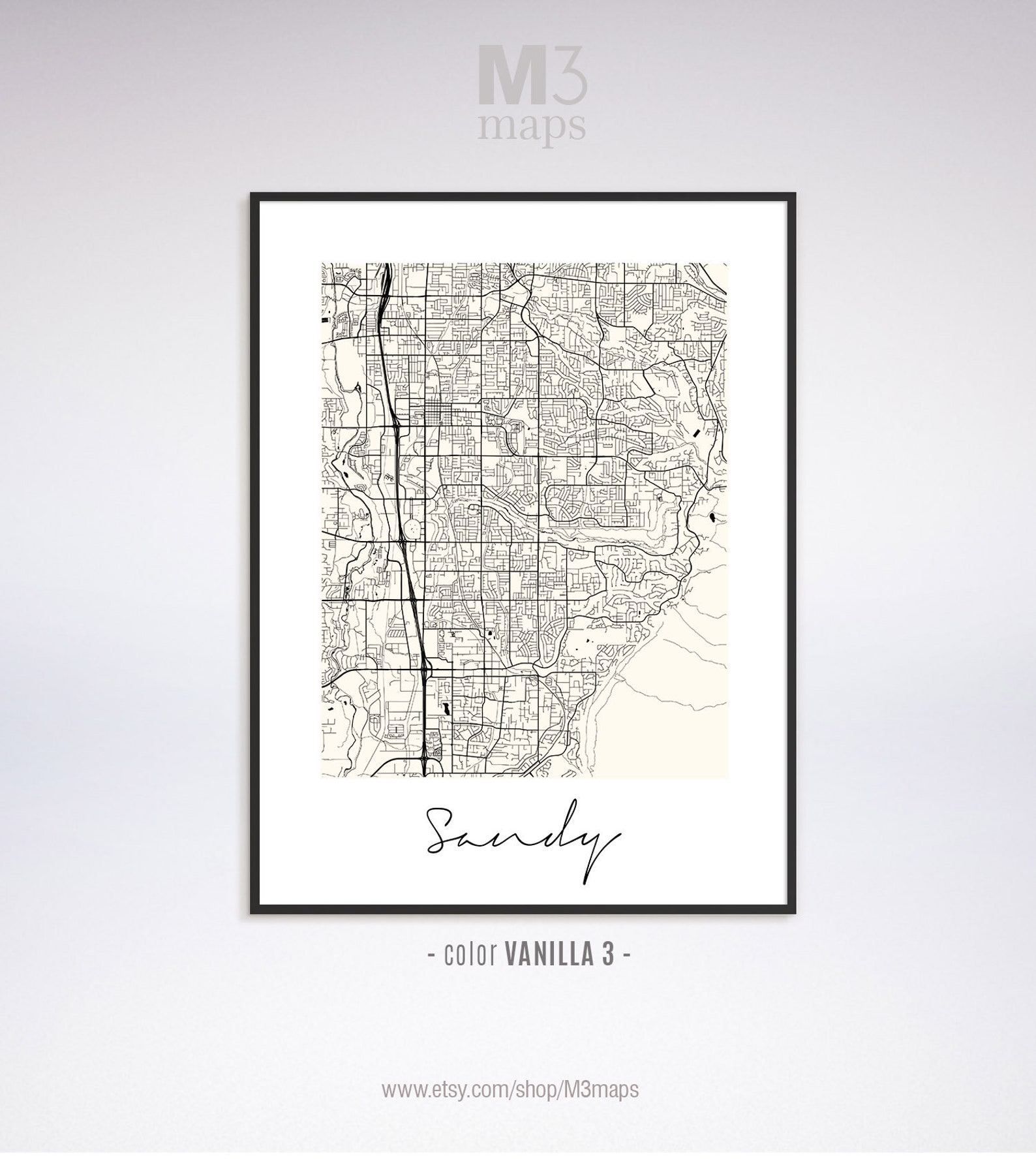Sandy Minimalist Sandy Map Sandy Map Print Sandy City Map - Etsy