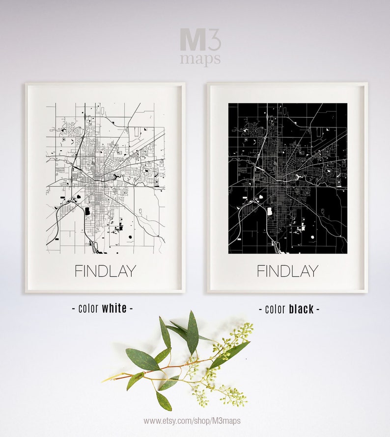 Findlay Ohio Findlay OH Map Findlay Map Findlay Print - Etsy