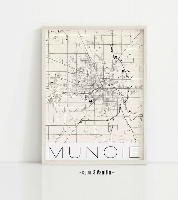 Map of Muncie Indiana City Print Poster Muncie IN City Map - Etsy
