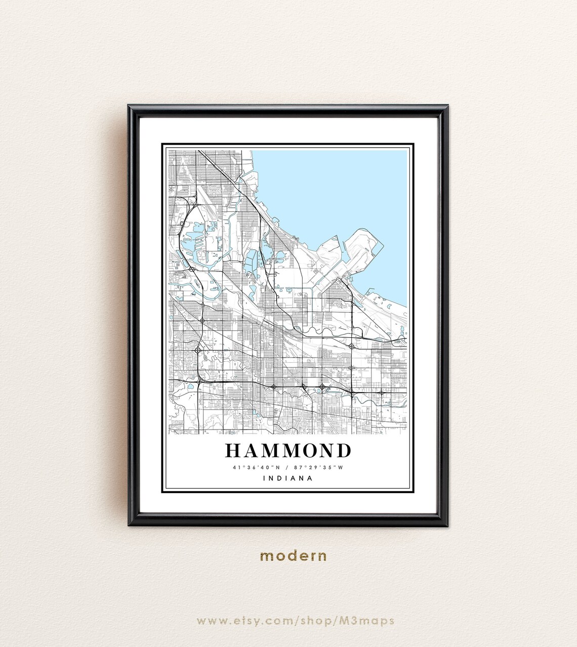 Hammond Indiana Map Hammond IN Map Hammond City Map Hammond | Etsy