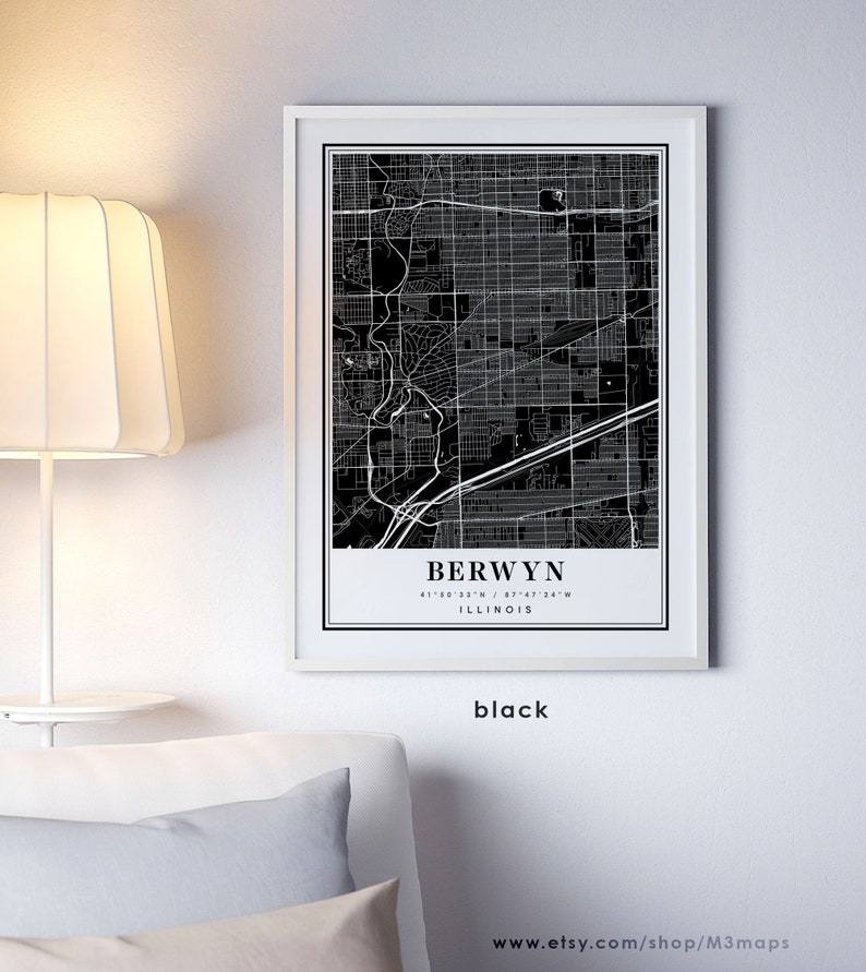 Berwyn Illinois Map Berwyn IL Map Berwyn City Map Berwyn - Etsy